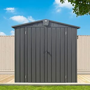 Domi Outdoor Living 6.5'x 4.2' Outdoor Storage Sheds,Steel Tool Shed Storage House with Lockable Door,Outdoor Galvanized Steel Sheds for Deck, Backyard, Garden, Patio and Lawn Dark Gray