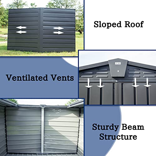 Domi Outdoor Living 6.5'x 4.2' Outdoor Storage Sheds,Steel Tool Shed Storage House with Lockable Door,Outdoor Galvanized Steel Sheds for Deck, Backyard, Garden, Patio and Lawn Dark Gray