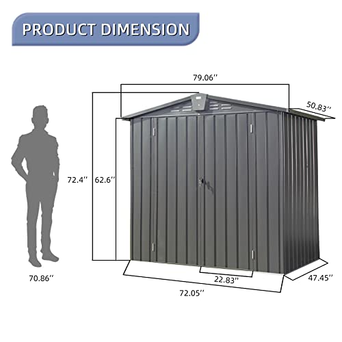 Domi Outdoor Living 6.5'x 4.2' Outdoor Storage Sheds,Steel Tool Shed Storage House with Lockable Door,Outdoor Galvanized Steel Sheds for Deck, Backyard, Garden, Patio and Lawn Dark Gray