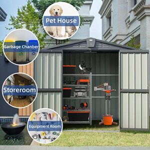 Domi Outdoor Living 6.5'x 4.2' Outdoor Storage Sheds,Steel Tool Shed Storage House with Lockable Door,Outdoor Galvanized Steel Sheds for Deck, Backyard, Garden, Patio and Lawn Dark Gray