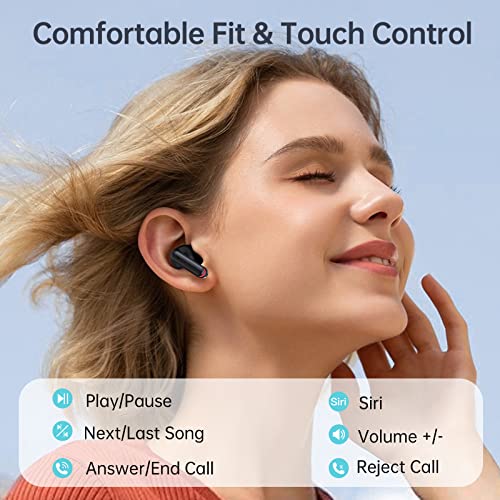 CAPOXO Wireless Earbuds Bluetooth Headphones 40Hrs Playback IPX7 Waterproof Sports Earphones with Wireless Charging Case & LED Power Display TWS Stereo Headset Microphone for iOS Android Laptop Black