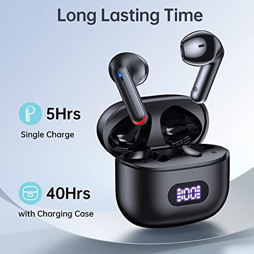 CAPOXO Wireless Earbuds Bluetooth Headphones 40Hrs Playback IPX7 Waterproof Sports Earphones with Wireless Charging Case & LED Power Display TWS Stereo Headset Microphone for iOS Android Laptop Black