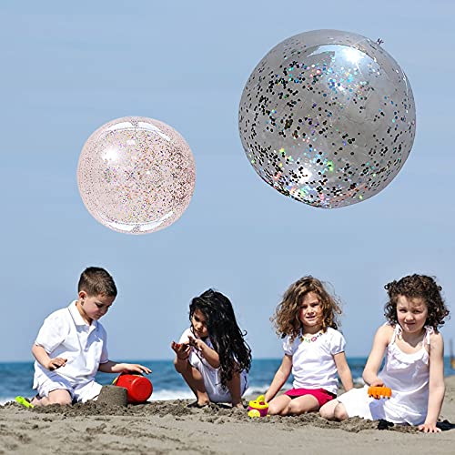 Beach Ball Pool Toys Balls Giant Confettis Glitters Inflatable Clear Beach Ball, Bath Toys for Toddlers 1-3 Beach Toys for Toddlers Age 2-4 Pool Toys for Toddlers Age 2-4 Water Toys for Backyard