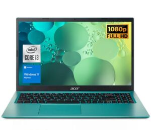 acer aspire 3 laptop, 15.6” fhd screen, intel core i3-1115g4, 12gb ddr4 ram, 256gb pcie m.2 ssd, wi-fi, hdmi, rj-45, webcam, windows 11 home, teal