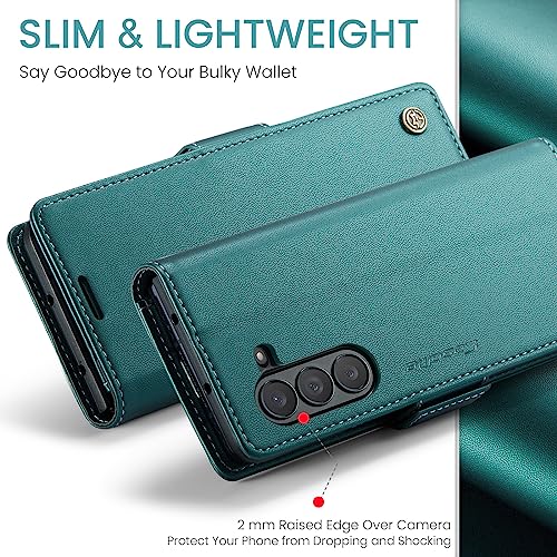 LBYZCASE for Galaxy Z Fold 5(5G 2023) Wallet Case[RFID Blocking Card Holder],Flip Folio Leather[Kickstand][Magnetic] Shockproof Protective Phone Case Cover for Samsung Galaxy Z Fold 5 (Green)