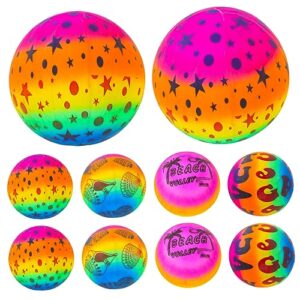 inoomp 8pcs inflatable swimming pool beach balls for kids bulk kids toys water fun play toy balls for swimming pool rainbow color pool balls billiards small ball toy ball mini child