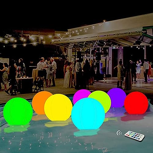 SQWHIIY Glowing LED Ball with 16 Colors Lights Color Changing Lamp Ball with Remote Beach Ball Toys Floating Pool Lights for Teens Adults Family Glow in The Dark Party Supplies (Color : 1set)