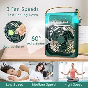 FOUNCY Air Cooling Fan Portable Air Conditioner Fam With Water Spray Misting, 7 Color Light 5 Jet 3 Speeds Personal Table Fan For Bedroom Office Camping