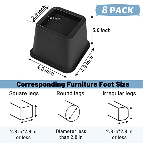 BTSD-home Bed Risers 3 4, 5 or 8 Inch Heavy Duty Stackable Furniture Risers for Sofa (8 inch, 8 Pack)