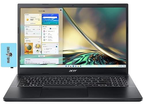 Acer Aspire 7 A715 15.6" 144Hz FHD LCD Gaming and Business Laptop (Intel i7-1260P 12-Core, 32GB RAM, 512GB m.2 SATA SSD, GeForce RTX 3050 Ti 4GB, Backlit KYB, FP Reader, Win11Pro) w/Dockztorm Hub