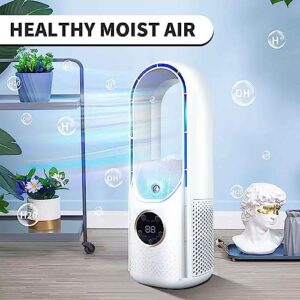 Portable Air Conditioner Leafless Fan - Air Cooler Fan, USB Personal Timing Powerful Electric Fan with 6-Speed,Humidification,Filtering,Cooling for Travel,Household,Office,Bedside,Desk (White)