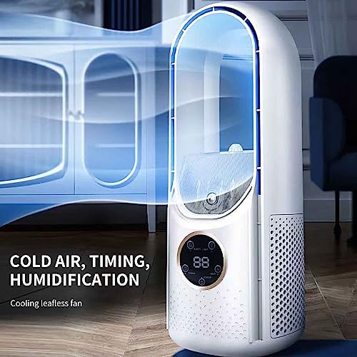 Portable Air Conditioner Leafless Fan - Air Cooler Fan, USB Personal Timing Powerful Electric Fan with 6-Speed,Humidification,Filtering,Cooling for Travel,Household,Office,Bedside,Desk (White)