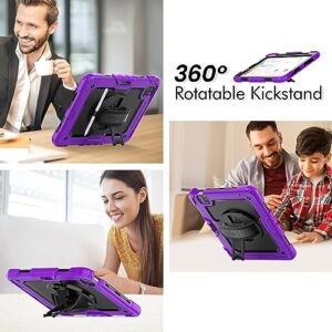 Wgdttve iPad Air 5th Generation Case 10.9 Inch 2022 / iPad Air 4th Case 10.9 Inch 2020 / iPad Pro 11 Inch Case with Pencil Holder, Screen Protector, 360°Rotating Stand, Handle, Shoulder Strap (Purple)