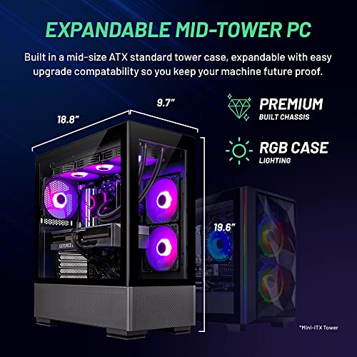 Skytech Azure Gaming PC Desktop – AMD Ryzen 7 7800X3D 4.2 GHz, NVIDIA RTX 4080, 1TB NVME Gen4 SSD, 32GB DDR5 RAM RGB, 1000W Gold PCIE 5.0 PSU, 360mm AIO, 11AC Wi-Fi, Windows 11 Home 64-bit