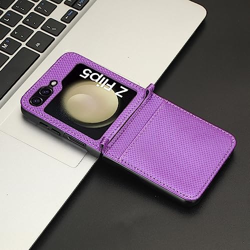 HZSANXIN Compatible with Samsung Galaxy Z FLIP 5 Case Full Cover Ultra Thin Matte Anti Slip Scratch Resistant Fashionable and Durable Leather Diamond Pattern Back Shell (Purple)