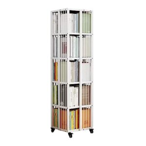 desonix bookshelf 360° rotating bookshelf mobile shelf corner storage rack with wheels floor-to-ceiling bookcase for bedroom living room home office floor standing bookcase