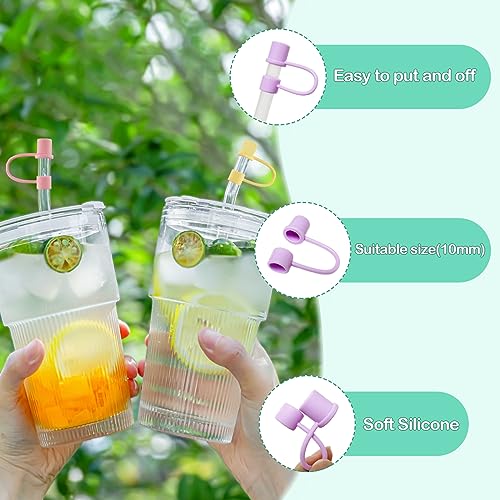 6 Pcs Straw Covers for Stanley 40oz, Reusable Silicone Straw Topper for Stanley &Simple Modern 40 oz, Bugs/Spill/Dust Proof Simple Straw Covers Cap for 8-10mm Straws, for Stanley Cups Accessories