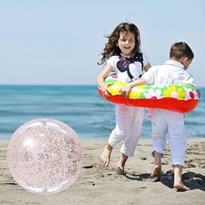 Muised Beach Ball Pool Toys Balls Giant Confettis Glitters Inflatable Clear Beach Ball, Swimming Pool Games Bath Time Toys for Toddlers 1-3 Toddler Beach Water Toys for Toddlers 1-3