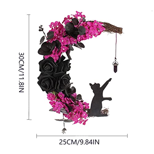 Halloween Door Wreath Autumn Wreath Fall, Winter Wreaths Artificial Harvest Outside for Home Rusty Birch Leaves Skull Decor Silk Halloween Welcome Sign