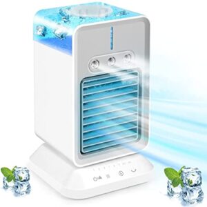 ValbEl Air Conditioners, 3-IN-1 Evaporative Personal Air Cooler Humidifier with Adjustable Angles w/3 Speeds, 350ML Mini Personal Air Conditioner Fan, USB Quiet Air Cooler for Room Office Desk Quiet