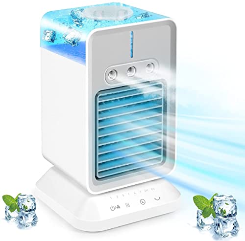 ValbEl Air Conditioners, 3-IN-1 Evaporative Personal Air Cooler Humidifier with Adjustable Angles w/3 Speeds, 350ML Mini Personal Air Conditioner Fan, USB Quiet Air Cooler for Room Office Desk Quiet