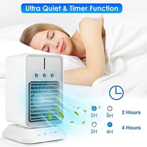 ValbEl Air Conditioners, 3-IN-1 Evaporative Personal Air Cooler Humidifier with Adjustable Angles w/3 Speeds, 350ML Mini Personal Air Conditioner Fan, USB Quiet Air Cooler for Room Office Desk Quiet