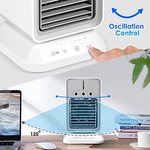 ValbEl Air Conditioners, 3-IN-1 Evaporative Personal Air Cooler Humidifier with Adjustable Angles w/3 Speeds, 350ML Mini Personal Air Conditioner Fan, USB Quiet Air Cooler for Room Office Desk Quiet