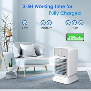 ValbEl Air Conditioners, 3-IN-1 Evaporative Personal Air Cooler Humidifier with Adjustable Angles w/3 Speeds, 350ML Mini Personal Air Conditioner Fan, USB Quiet Air Cooler for Room Office Desk Quiet