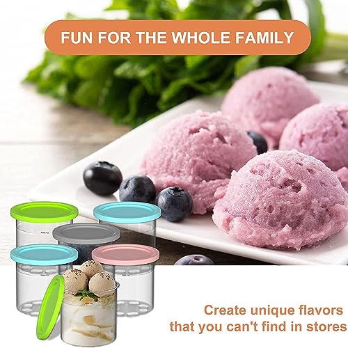 UNDR 2/4/6PCS Creami Pints, for Ninja Kitchen Creami,16 OZ Pint Containers Bpa-Free,Dishwasher Safe Compatible with NC299AMZ,NC300s Series Ice Cream Makers,Gray+Green-2PCS