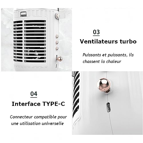 Portable Car Air Conditioner - 400ml water tank Camping Ac - Air Conditioner Portable with 3 speeds, USB Charging | Mini Air Conditioners for Room, Office and Outdoors