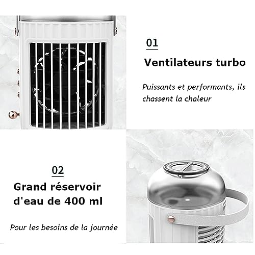 Portable Car Air Conditioner - 400ml water tank Camping Ac - Air Conditioner Portable with 3 speeds, USB Charging | Mini Air Conditioners for Room, Office and Outdoors