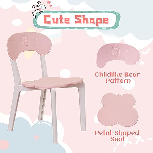 Domi Kids Table and Chair Set, 3 Pieces Enlarged Natural Plastic Toddler Desk and Chairs with 11.8" H Seat, Preschool Chair, Toddler Chairs Activity Table for Home, Playroom, Preschool, Kindergarten