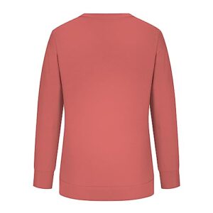 Homisy Sweatshirt for Women Casual Solid Color Crewneck Sweatshirt Pullover Tops Lightweight Long Sleeve Sweatshirts Watermelon Red