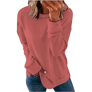 homisy sweatshirt for women casual solid color crewneck sweatshirt pullover tops lightweight long sleeve sweatshirts watermelon red