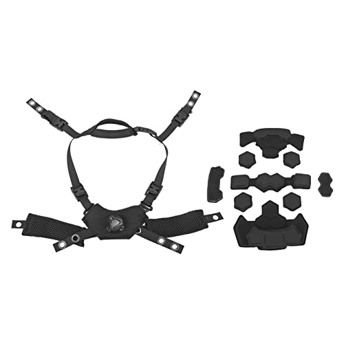 Airshi Helmet Dial Suspension System Chin Strap, Adjustable 24 Hook and Fasteners Helmet Padding Kit Soft for Outdoor (Black Sponge)