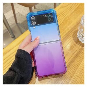 gradient phone case for samsung galaxy z flip 4 5 zflip 3 flip 5 3 4 hard transparent pc cover (color : bluepurple, size : for samsung z flip 5)