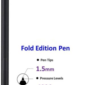 S Pen Fold Edition Compatible Galaxy Z Fold 5 and 4 Phones Slim 1.5mm Pen Tip, 4,096 Pressure Levels, Included Carry Storage Pouch+Tips/Nibs (Pen+Case-Black)