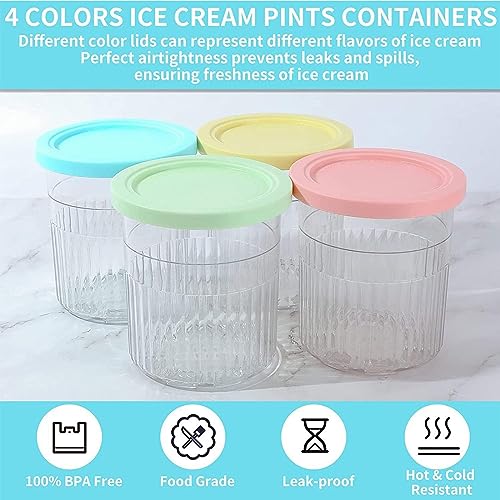 VRINO Creami Deluxe Pints, for Ninja Kitchen Creami,24 OZ Ice Cream Containers Reusable,Leaf-Proof for NC500 NC501 Series Ice Cream Maker