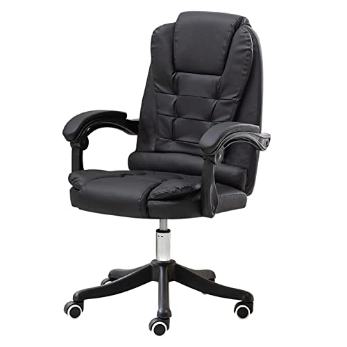 Office Chair Gaming Chair Computer Chair Boss Chair Office Chair Ergonomic Soft and Comfortable Office Home Computer Chair Fixed arm Swivel Chair (Color : Black, Size : One Size)