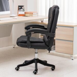 Office Chair Gaming Chair Computer Chair Boss Chair Office Chair Ergonomic Soft and Comfortable Office Home Computer Chair Fixed arm Swivel Chair (Color : Black, Size : One Size)