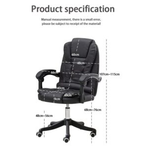 Office Chair Gaming Chair Computer Chair Boss Chair Office Chair Ergonomic Soft and Comfortable Office Home Computer Chair Fixed arm Swivel Chair (Color : Black, Size : One Size)