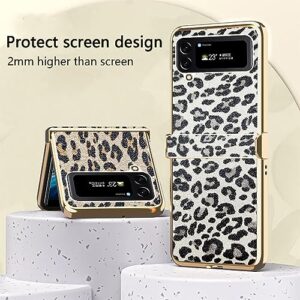 phone case Compatible with Samsung Galaxy Z Flip 3 5G Leopard Case,Slim Leopard Print Tiger Luxury Pattern Design,Electroplated Bezel+Hard PC Bumper Cool Protective Case Compatible with Women Men phon