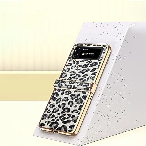 phone case Compatible with Samsung Galaxy Z Flip 3 5G Leopard Case,Slim Leopard Print Tiger Luxury Pattern Design,Electroplated Bezel+Hard PC Bumper Cool Protective Case Compatible with Women Men phon