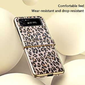 phone case Compatible with Samsung Galaxy Z Flip 3 5G Leopard Case,Slim Leopard Print Tiger Luxury Pattern Design,Electroplated Bezel+Hard PC Bumper Cool Protective Case Compatible with Women Men phon