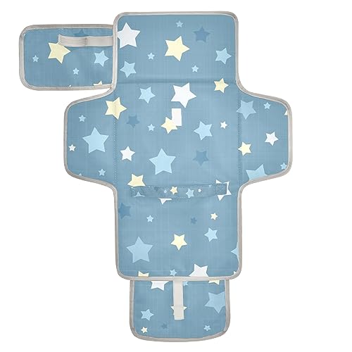 Bulletgxll Cartoon Star Blue Portable Diaper Changing Pad Waterproof Changing Pad with Baby Tissue Pocket and Magic Stick for Newborn Baby.