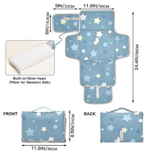 Bulletgxll Cartoon Star Blue Portable Diaper Changing Pad Waterproof Changing Pad with Baby Tissue Pocket and Magic Stick for Newborn Baby.