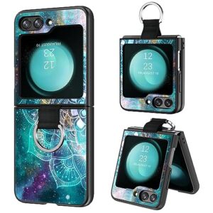 bentoben samsung galaxy z flip 5 case, slim fit glow in the dark soft flexible bumper protective with ring shockproof anti scratch non-slip case cover for galaxy z flip 5 6.7“ 2023, mandala in galaxy