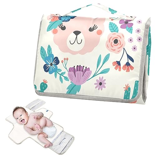 Bulletgxll Llama Cactus Portable Diaper Changing Pad Waterproof Changing Pad with Baby Tissue Pocket and Magic Stick for Newborn Baby.