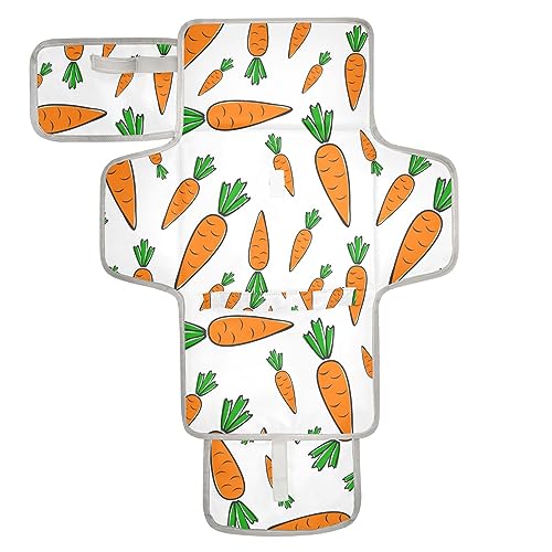 Bulletgxll Carrot Portable Diaper Changing Pad Waterproof Changing Pad with Baby Tissue Pocket and Magic Stick for Newborn Baby.