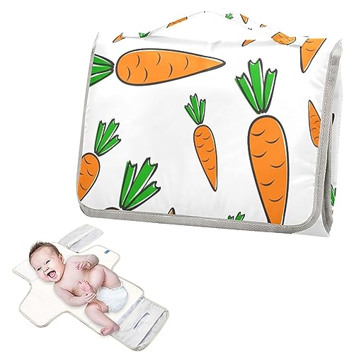 Bulletgxll Carrot Portable Diaper Changing Pad Waterproof Changing Pad with Baby Tissue Pocket and Magic Stick for Newborn Baby.